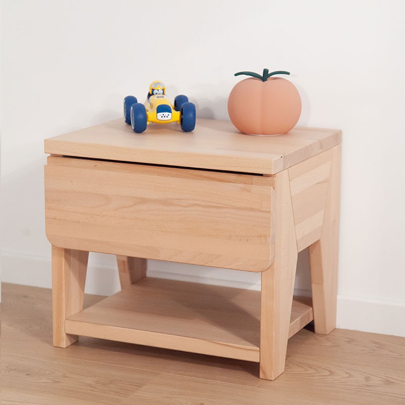 Table de chevet pour enfant en bois de hêtre, fabriquée en France